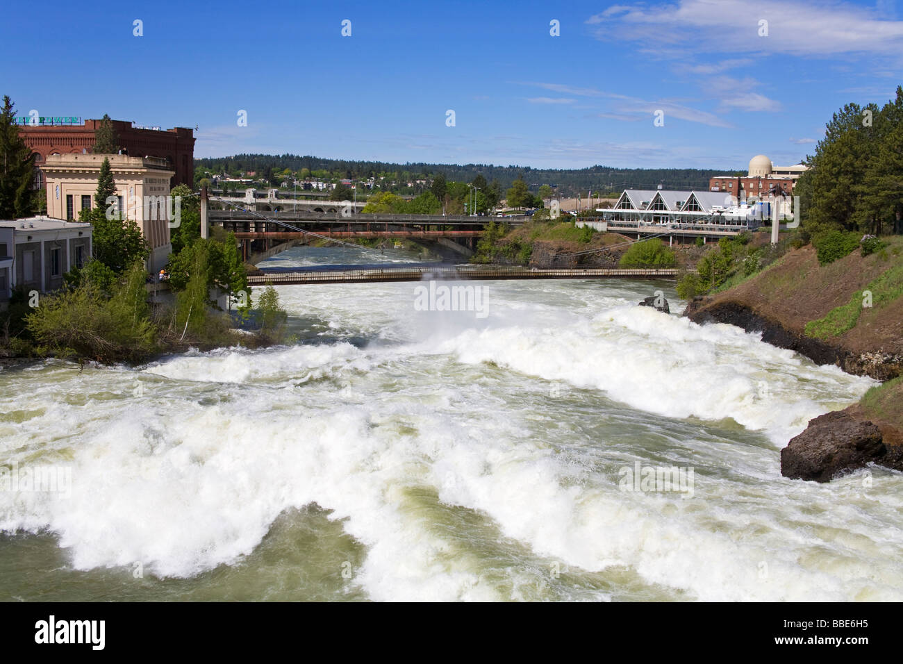 Spokane River during major flood in Riverfront Park; Spokane ...