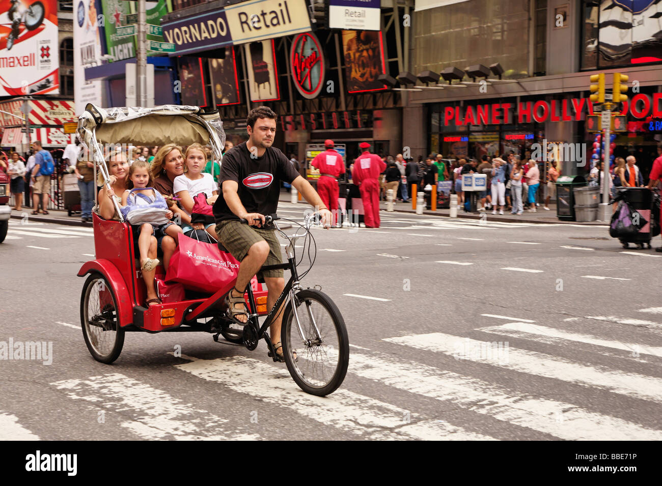 Bike transportation is a popular way to see the sites of Times Square ...