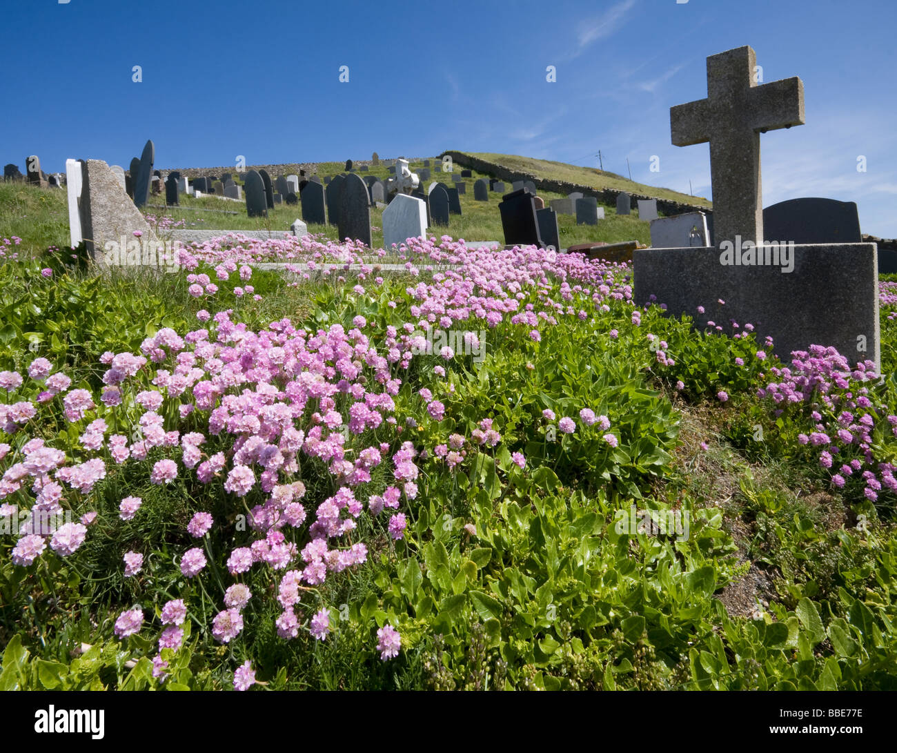 The cemetery on the hill behind St Hywyn's Church, Aberdaron, Wales ...