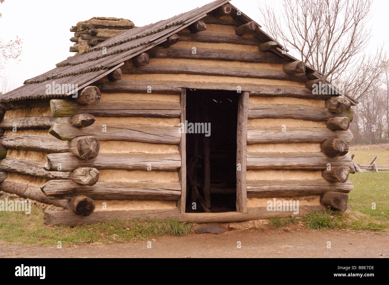 A reconstructed log hut along North Outer Line Drive in Valley Forge ...