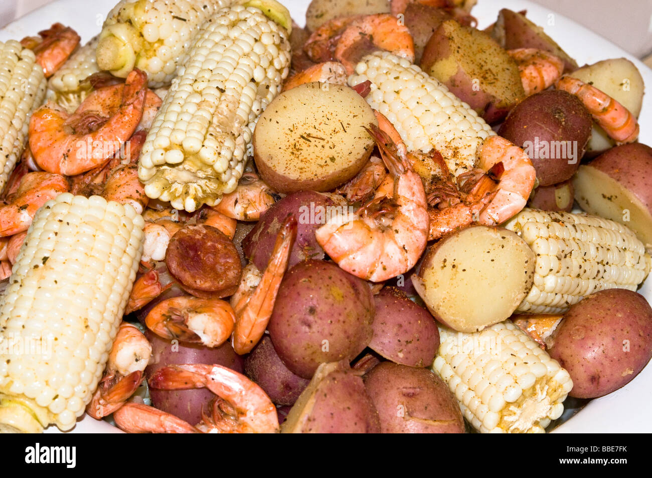low country boil, favorite southern summer recipe Stock Photo - Alamy