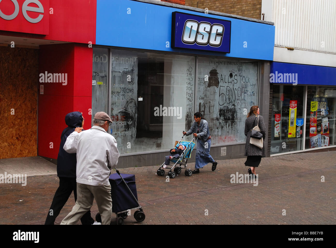 A closed down OSC Shop in the main shopping. street Margate Kents UK ...