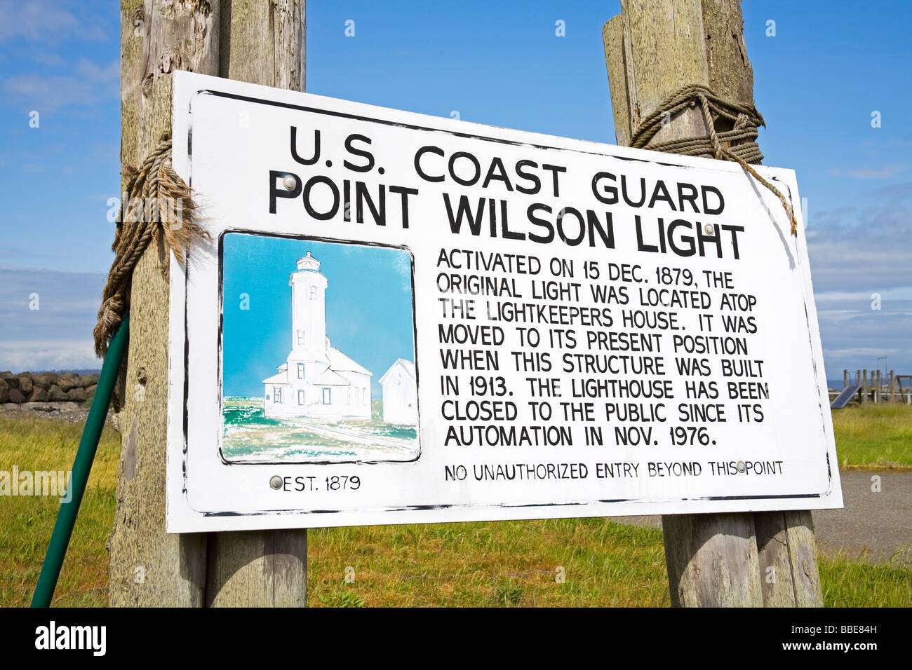 Point Wilson Lighthouse information sign; Fort Worden State Park, Port ...