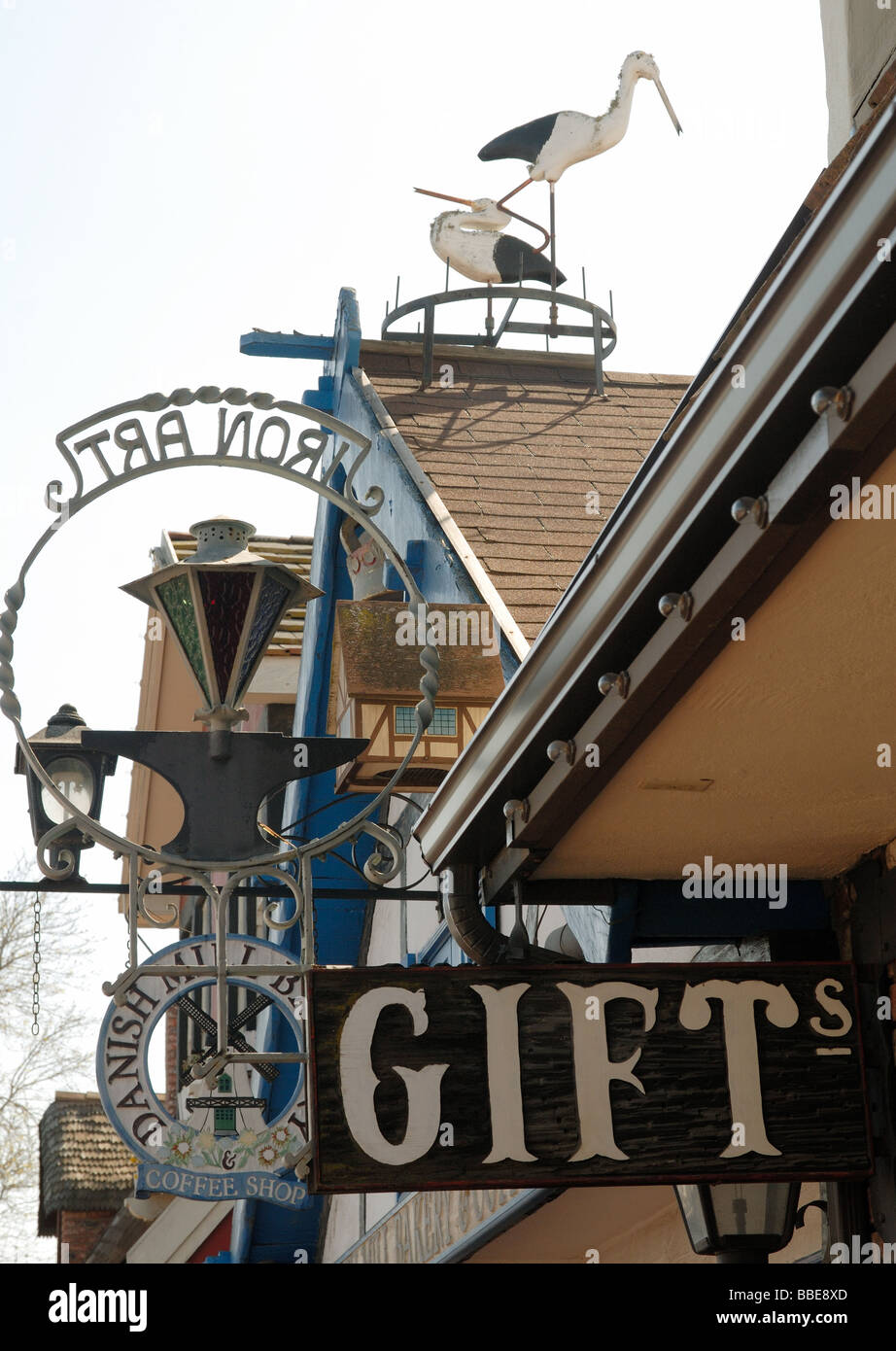 Shop signs in Solvang, California Stock Photo - Alamy