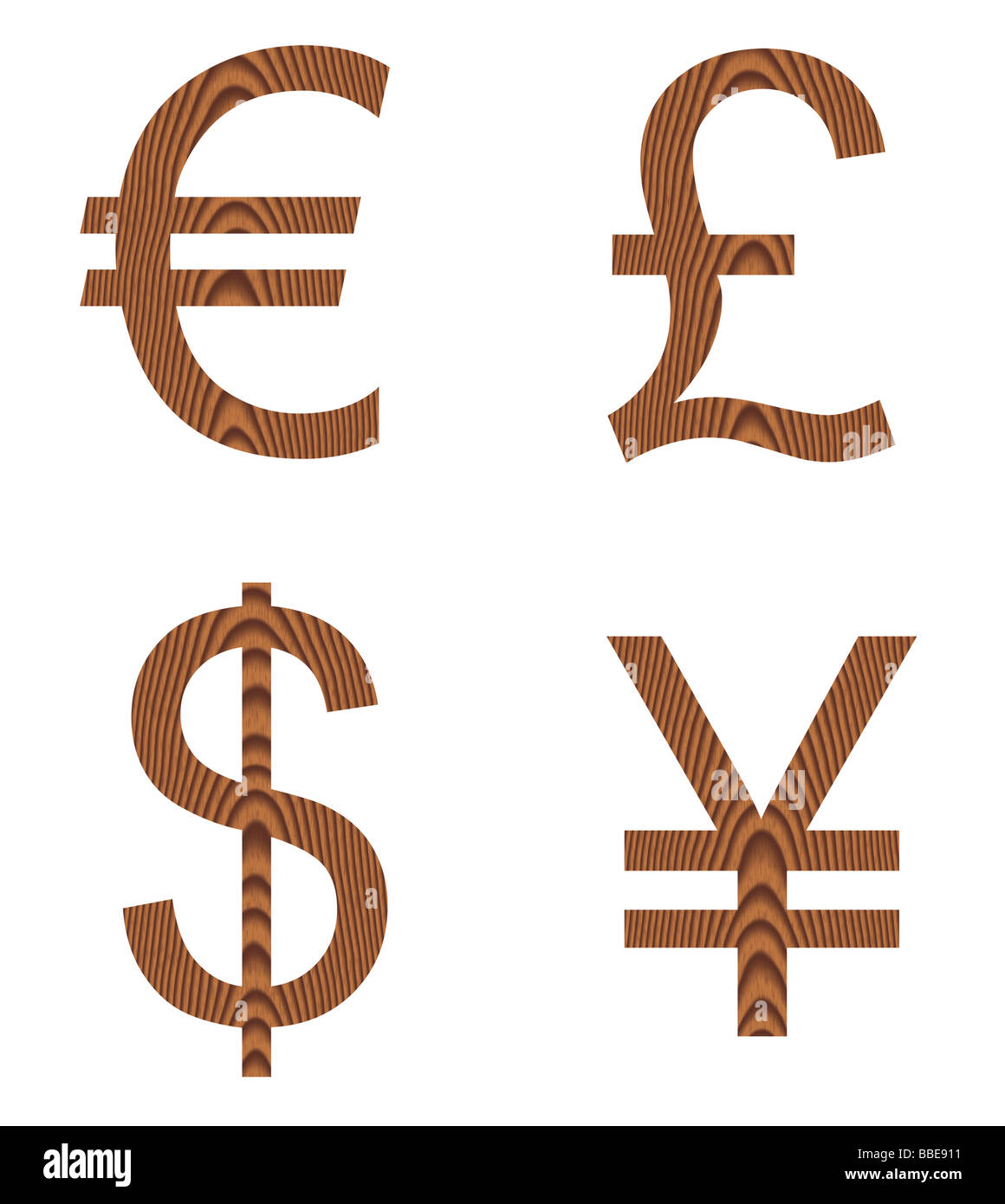 Wooden currency signs Stock Photo - Alamy
