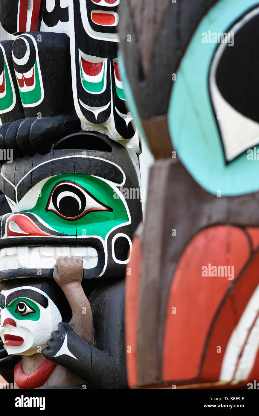 Chief Skedans Mortuary totem pole Stanley Park in Vancouver is home to ...