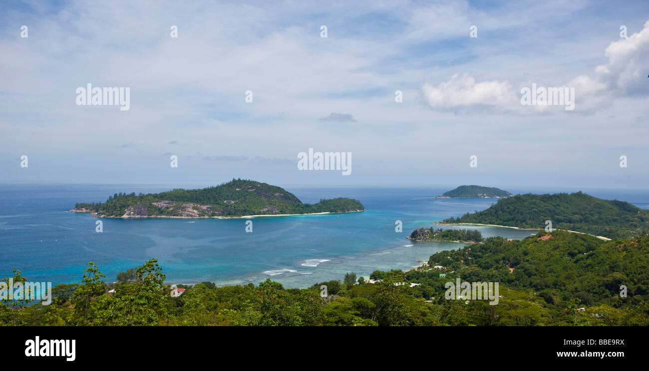 Overlooking Foret Noir, view of Therese Island, Mahe Island, Seychelles ...