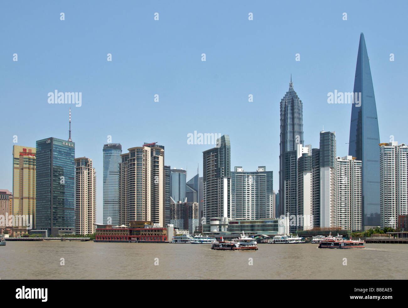 Pudong financial centre and Huangpu River Shanghai China Stock Photo ...