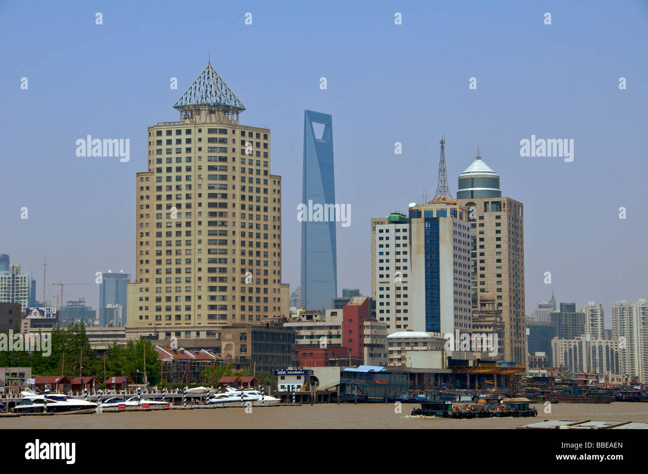 Pudong financial centre and Huangpu River Shanghai China Stock Photo ...
