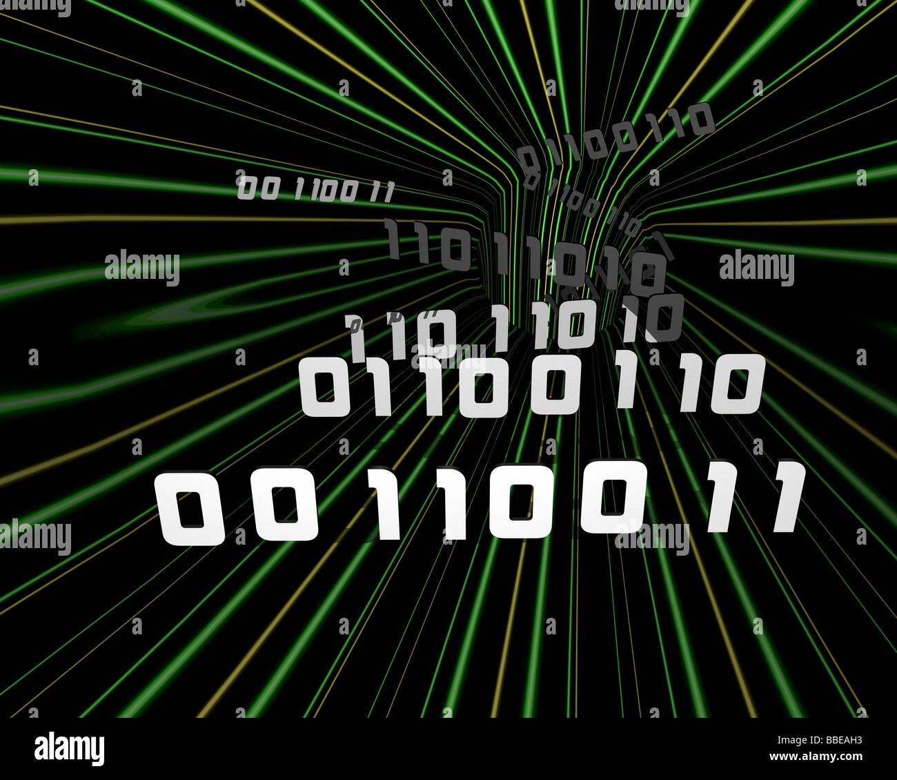 Digital Binary Data traveling through a wire or digital pipe Stock ...