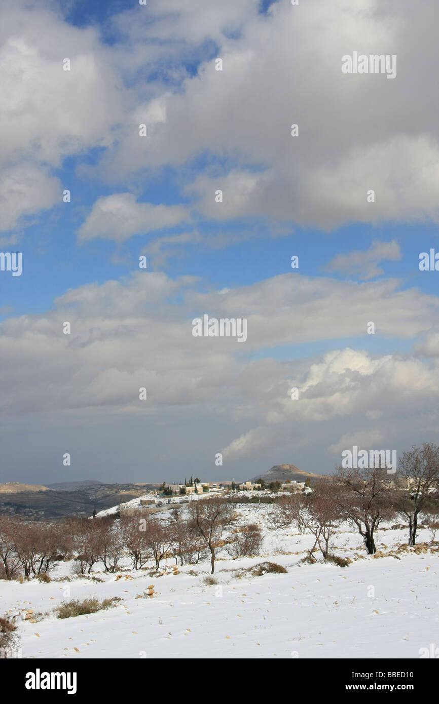 Judea snow in Gush Etzion Stock Photo - Alamy