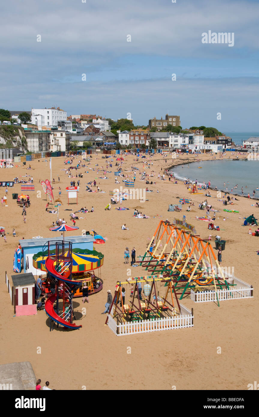 Broadstairs, Kent, England, UK. Viking Bay beach. Funfair Stock Photo ...