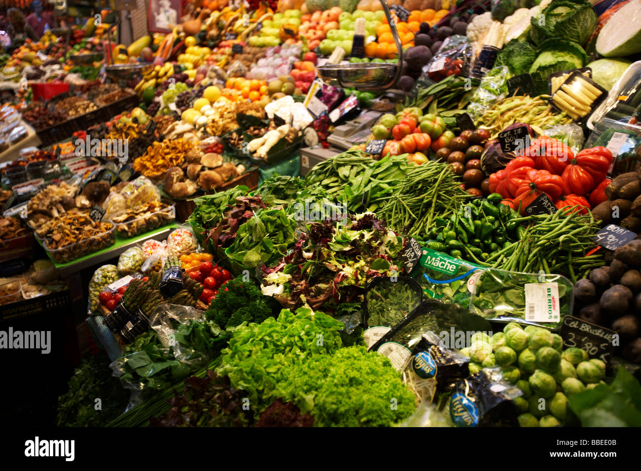 Vegetable Stand, Barcelona, Catalonia, Spain Stock Photo - Alamy