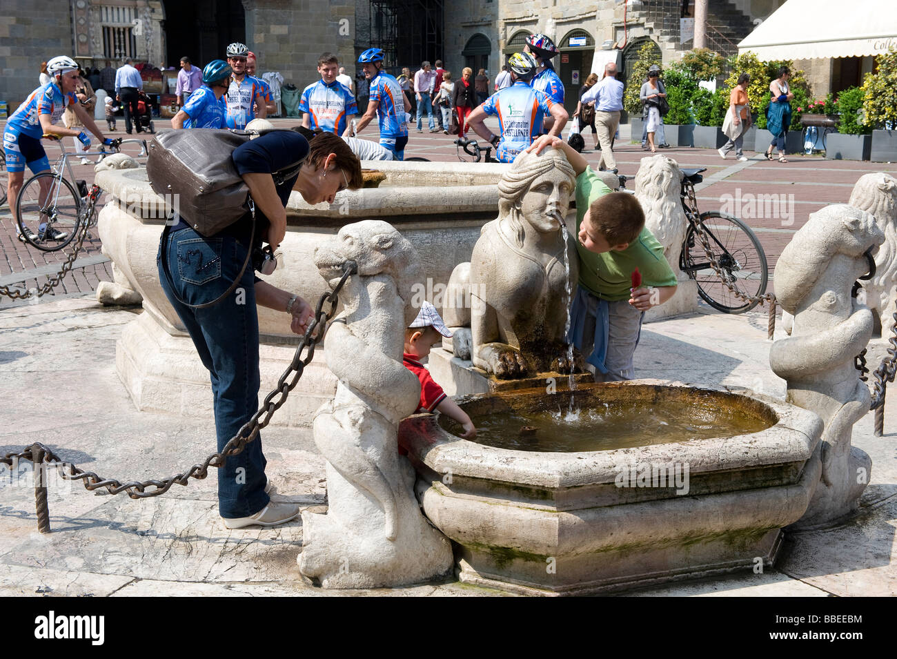 people in piazza, bergamo, italy Stock Photo - Alamy