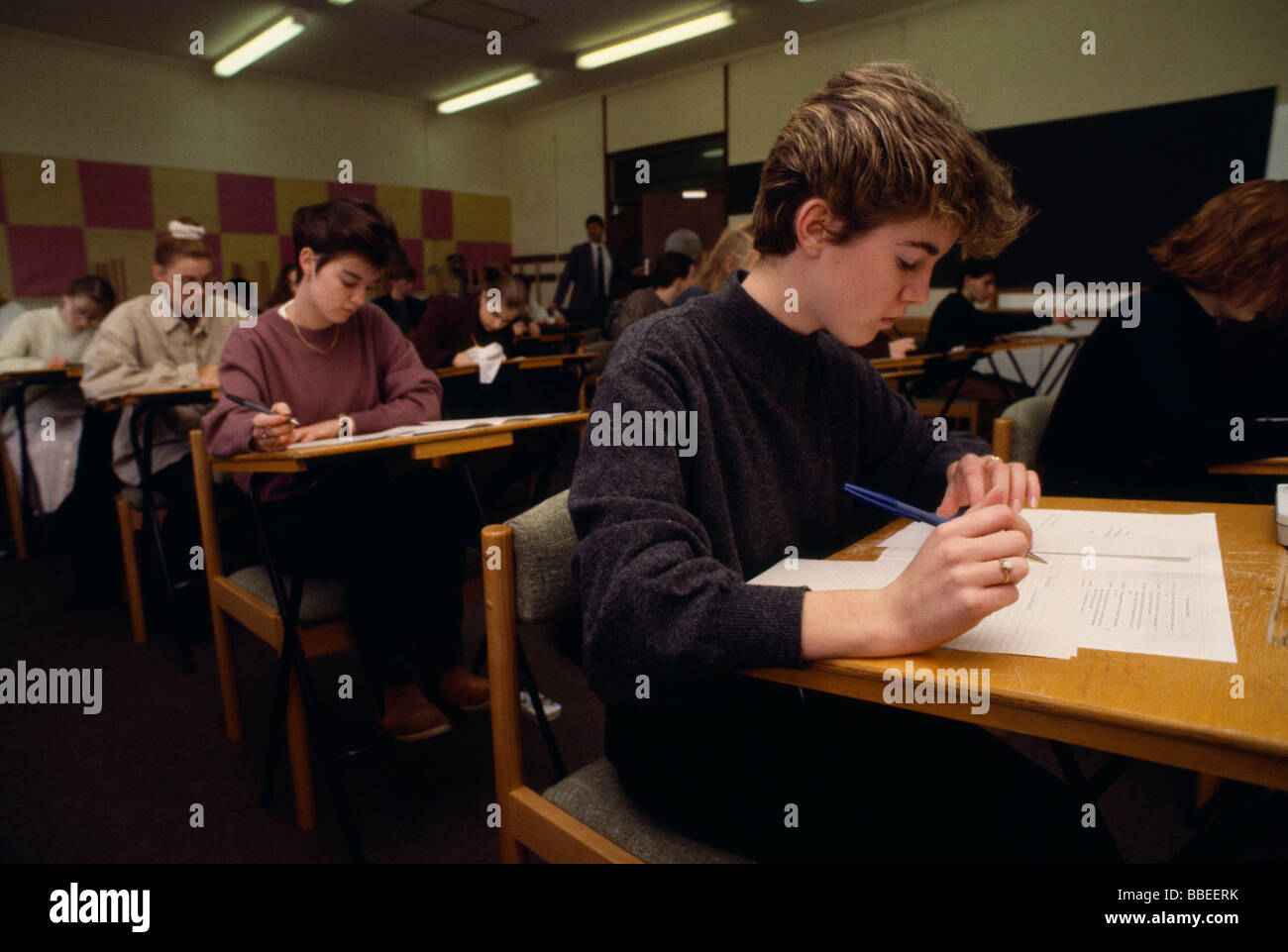 England Education Secondary School Exams Boys sitting or taking GCSE A ...