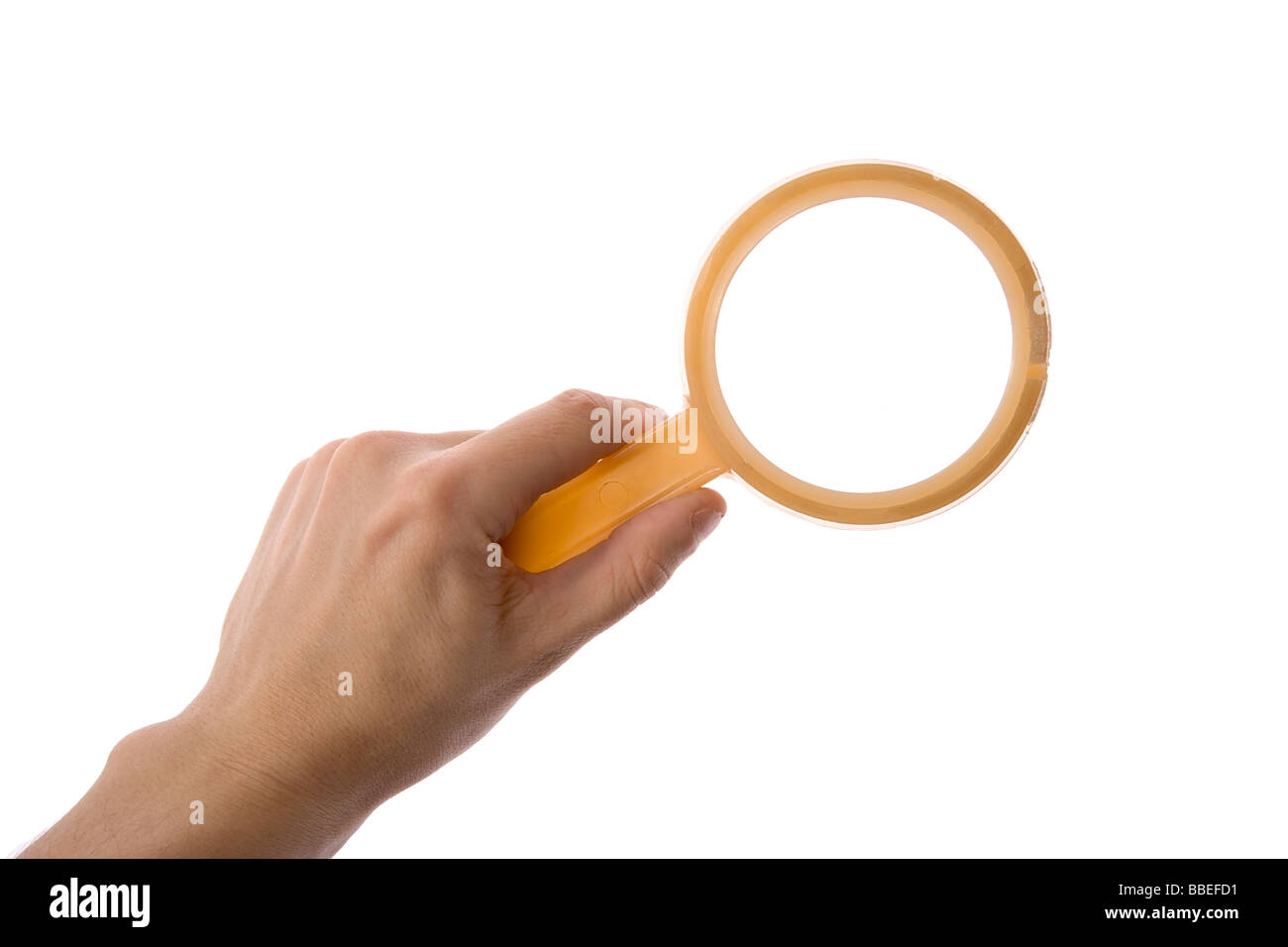 magnifying glass in the hand isolated on white background Stock Photo ...