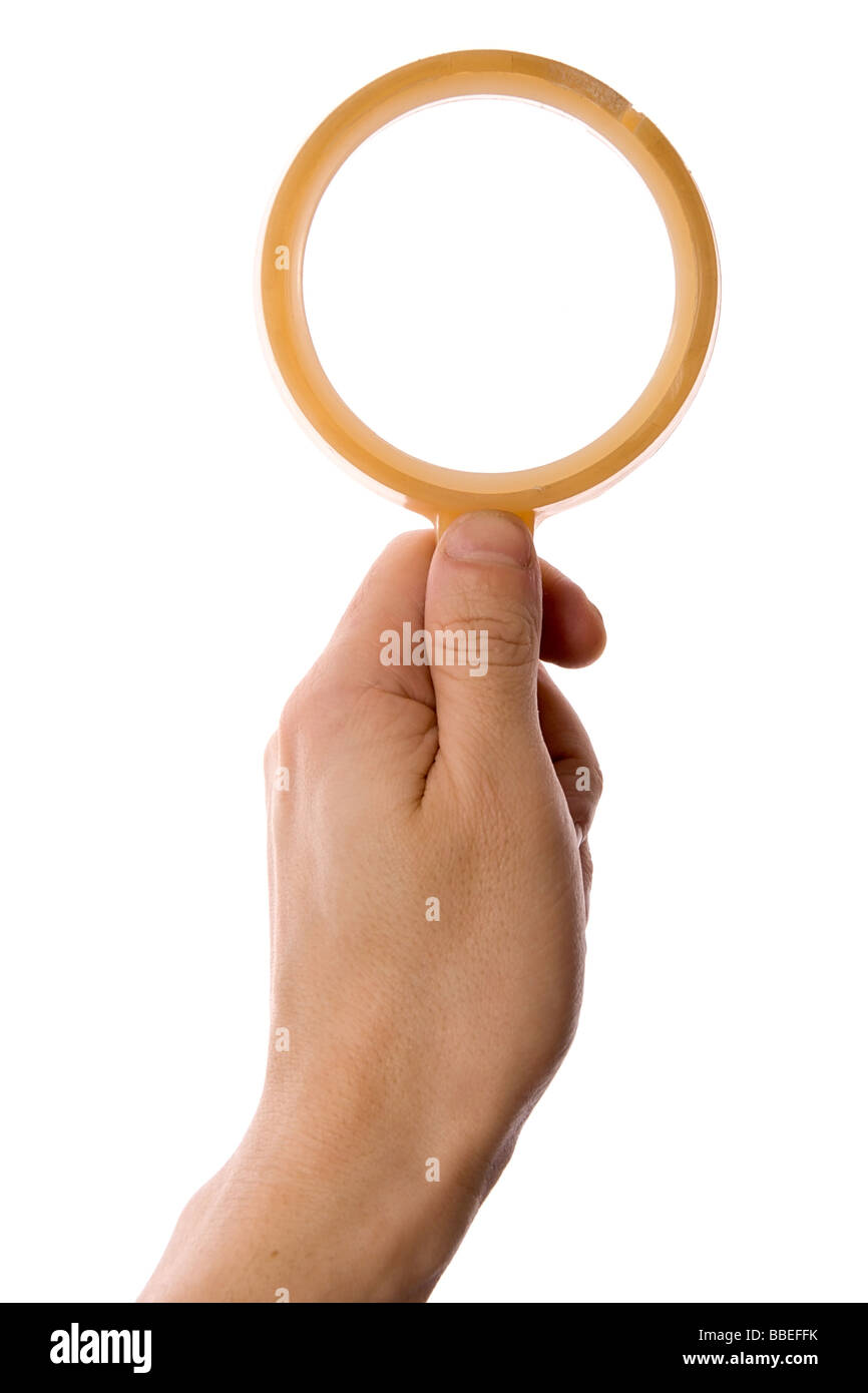 magnifying glass in the hand isolated on white background Stock Photo ...