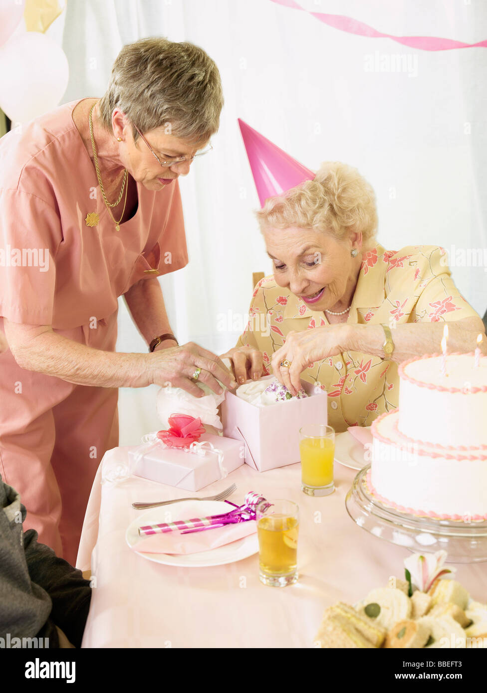 Birthday Party in Retirement Home Stock Photo - Alamy