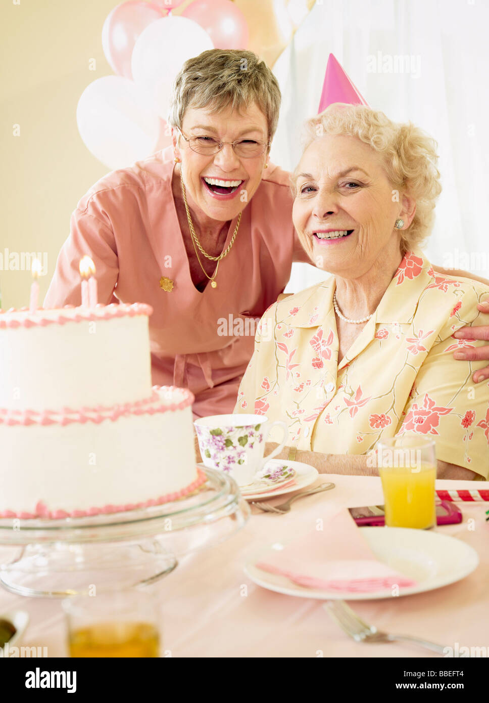 Birthday Party in Retirement Home Stock Photo - Alamy