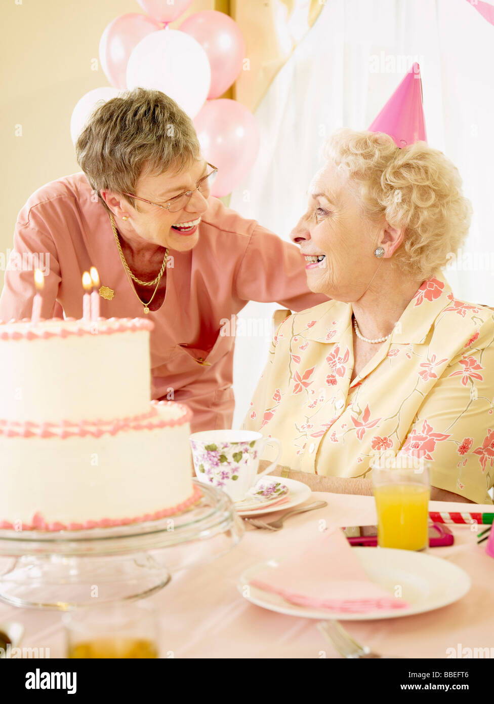 Birthday Party in Retirement Home Stock Photo - Alamy