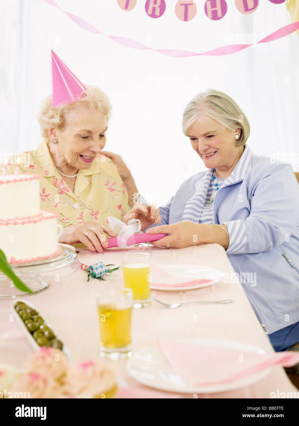 Birthday Party at Retirement Home Stock Photo - Alamy