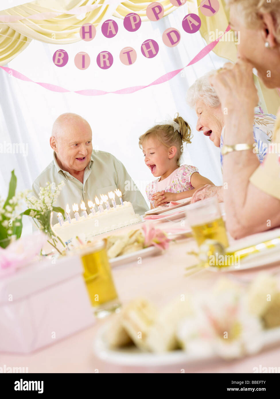 Birthday Party in Retirement Home Stock Photo - Alamy