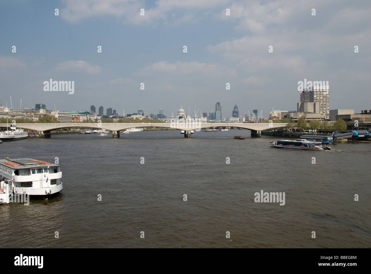 Waterloo Bridge over River Thames and London Skyline, London, England ...
