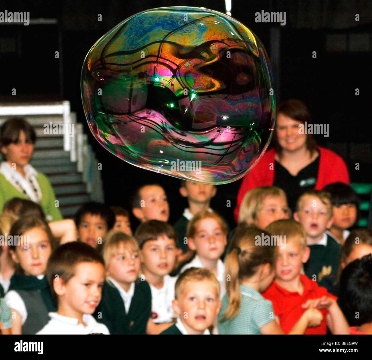 Children Education Science Primary School Children And Soap Bubbles At