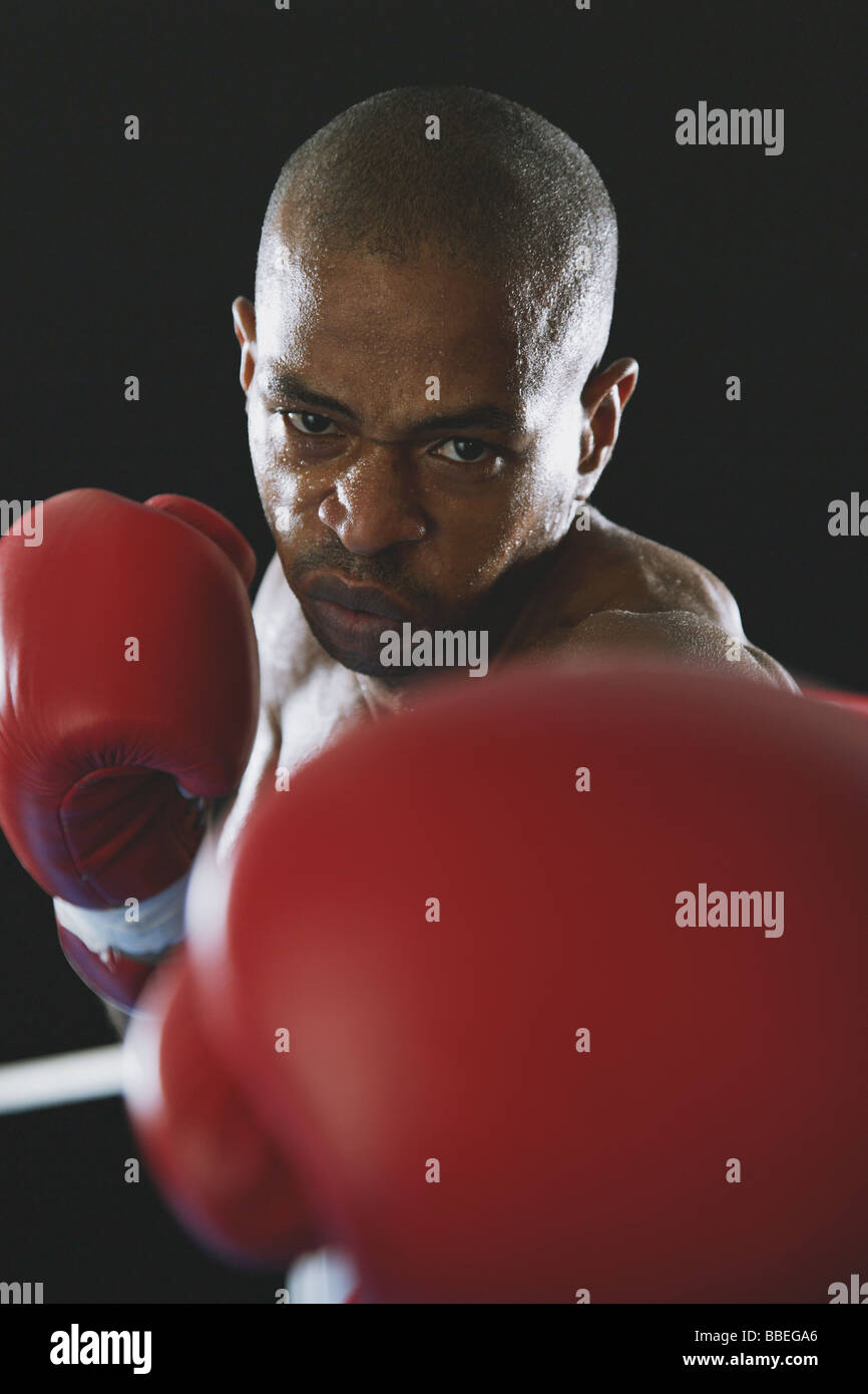African boxer wearing Boxing gloves Stock Photo - Alamy