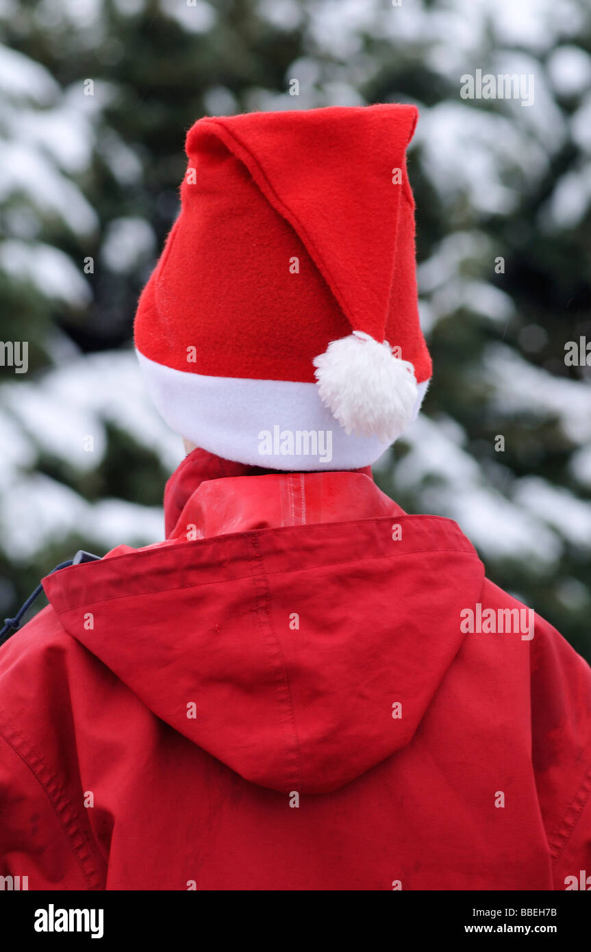 Rear-View of Person Wearing Santa Hat Stock Photo - Alamy