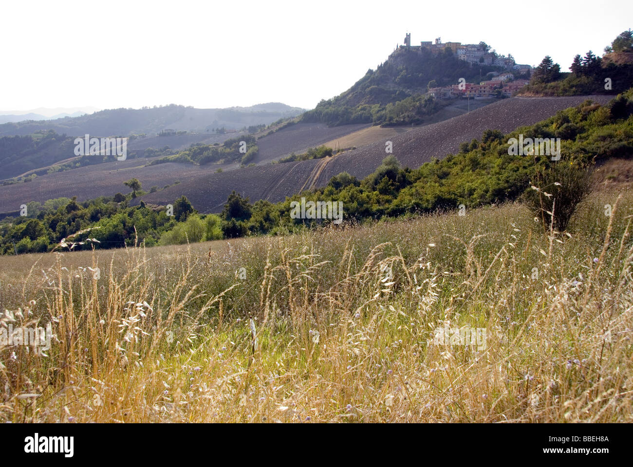 The town of Peglio and Landscape of Le Marche region of Central Italy ...