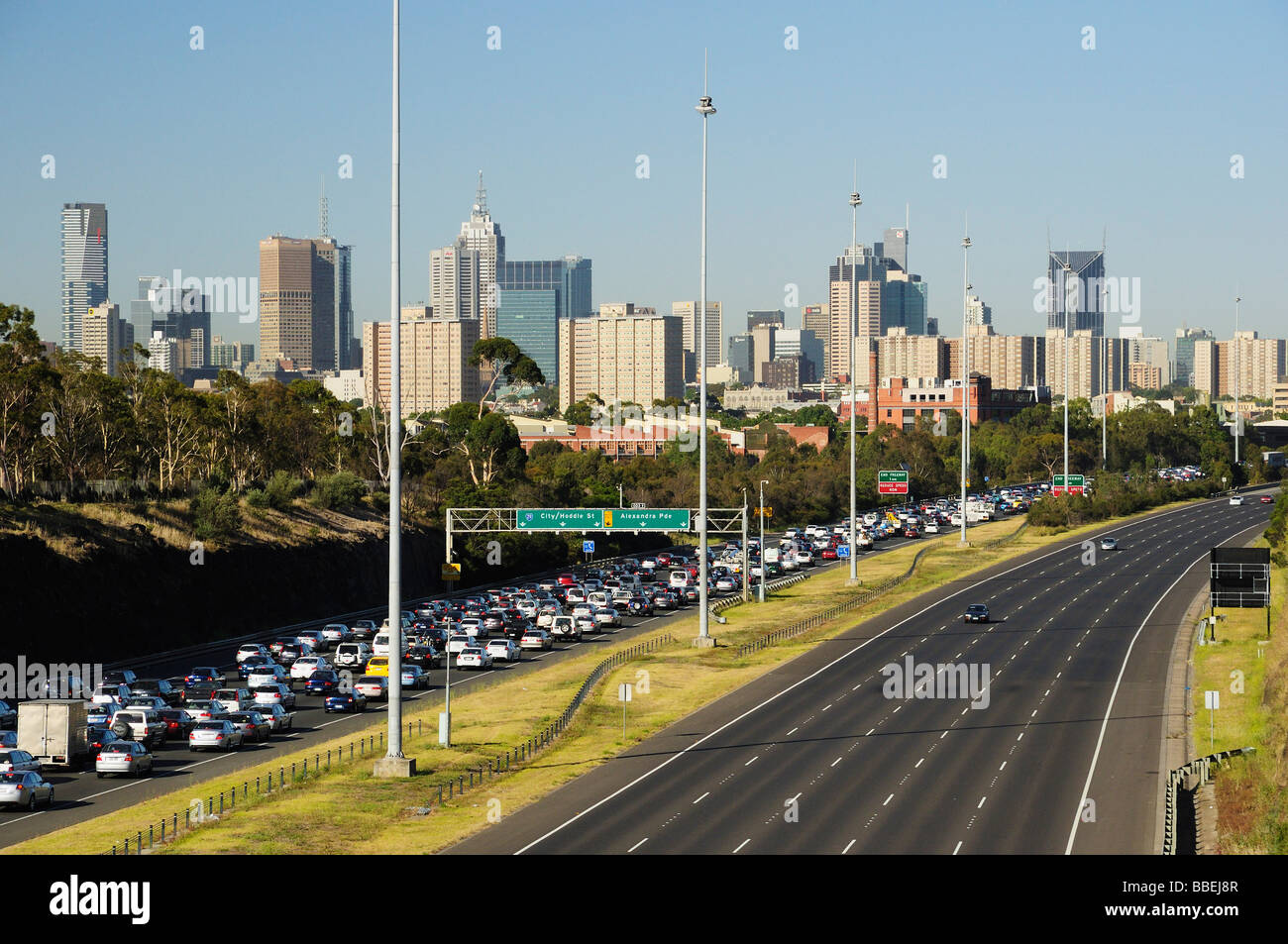 Skyline and Eastern Freeway, Melbourne, Victoria, Australia Stock Photo ...