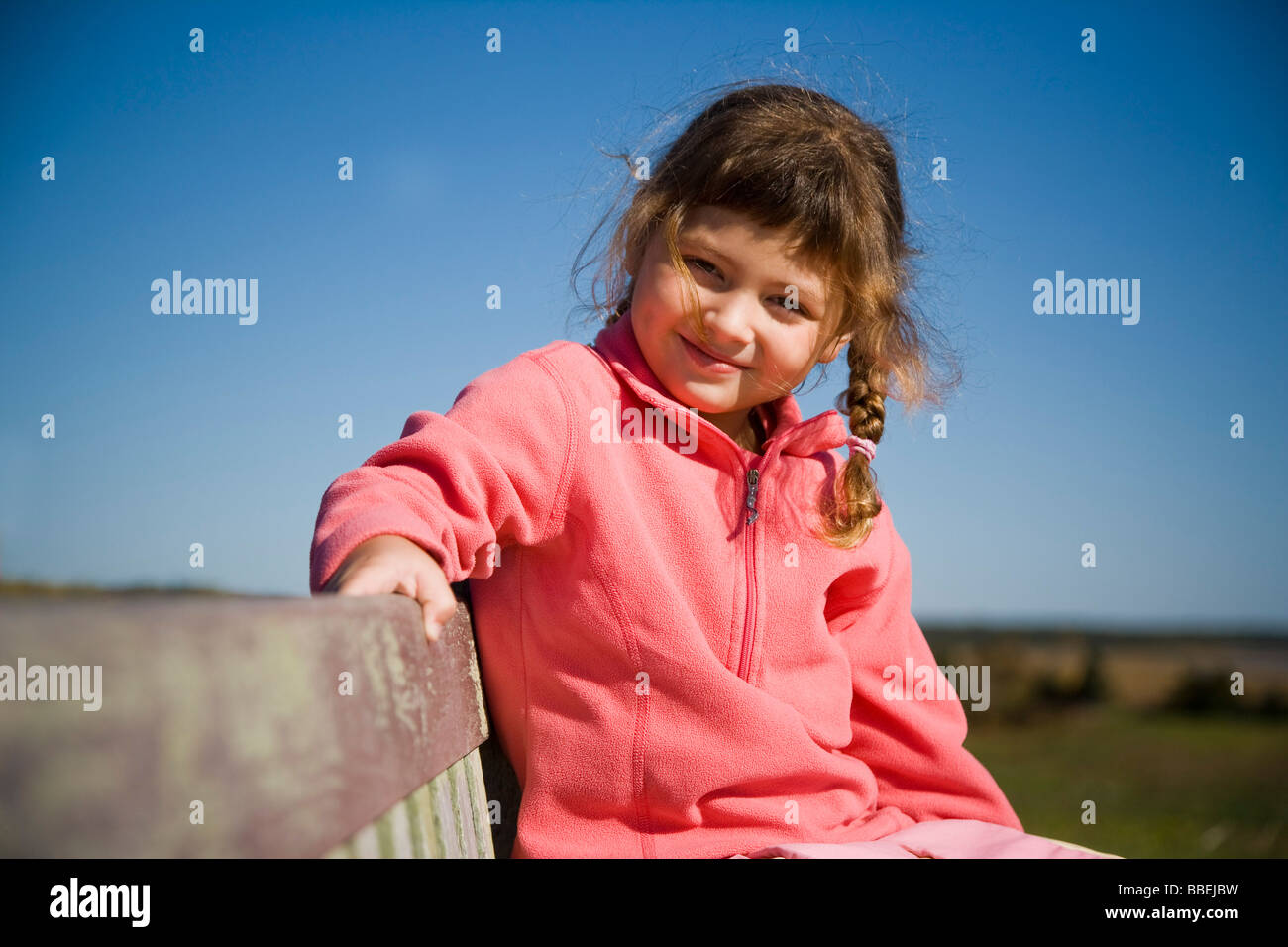 Portrait of Girl on Bench, Cape Cod, Massachusetts, USA Stock Photo - Alamy