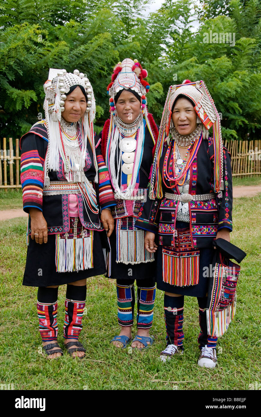 Three Traditionally dressed Akha Hill Tribe Women Stock Photo - Alamy