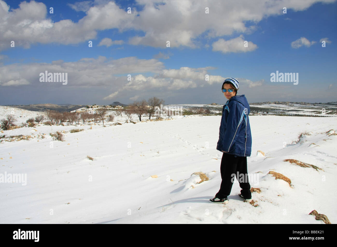 Judea snow in Gush Etzion Stock Photo - Alamy