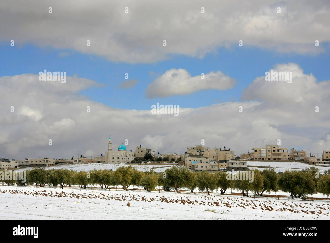 Judea a Palestinian village in the snow Stock Photo - Alamy