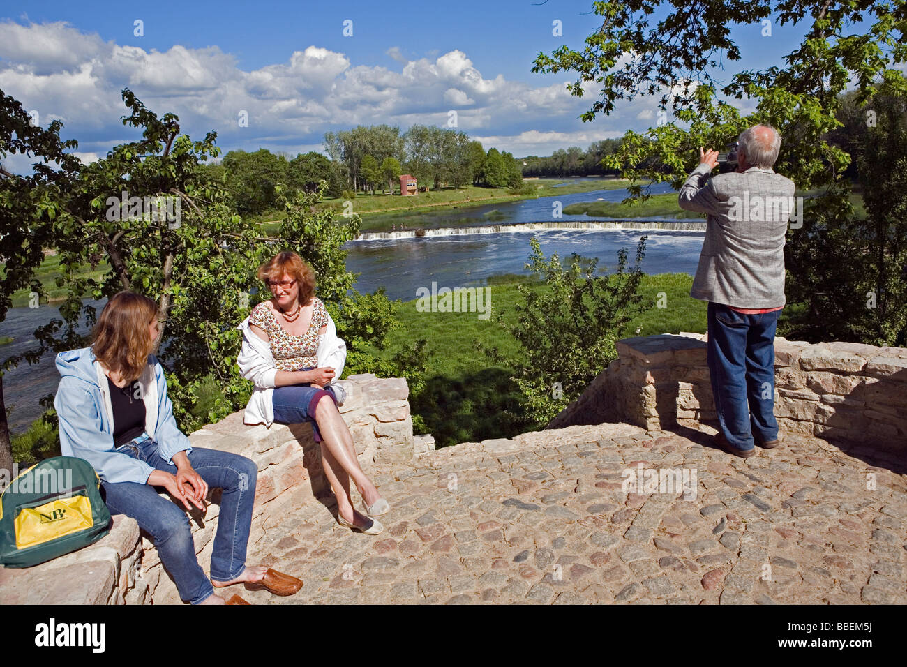Spectacular view to Ventas rumba the Venta waterfalls from riverside ...