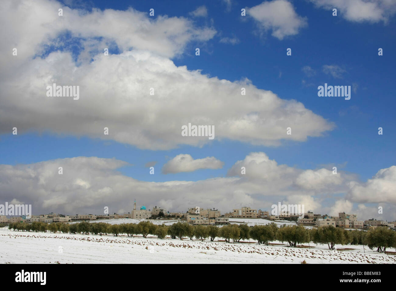 Judea a Palestinian village in the snow Stock Photo - Alamy
