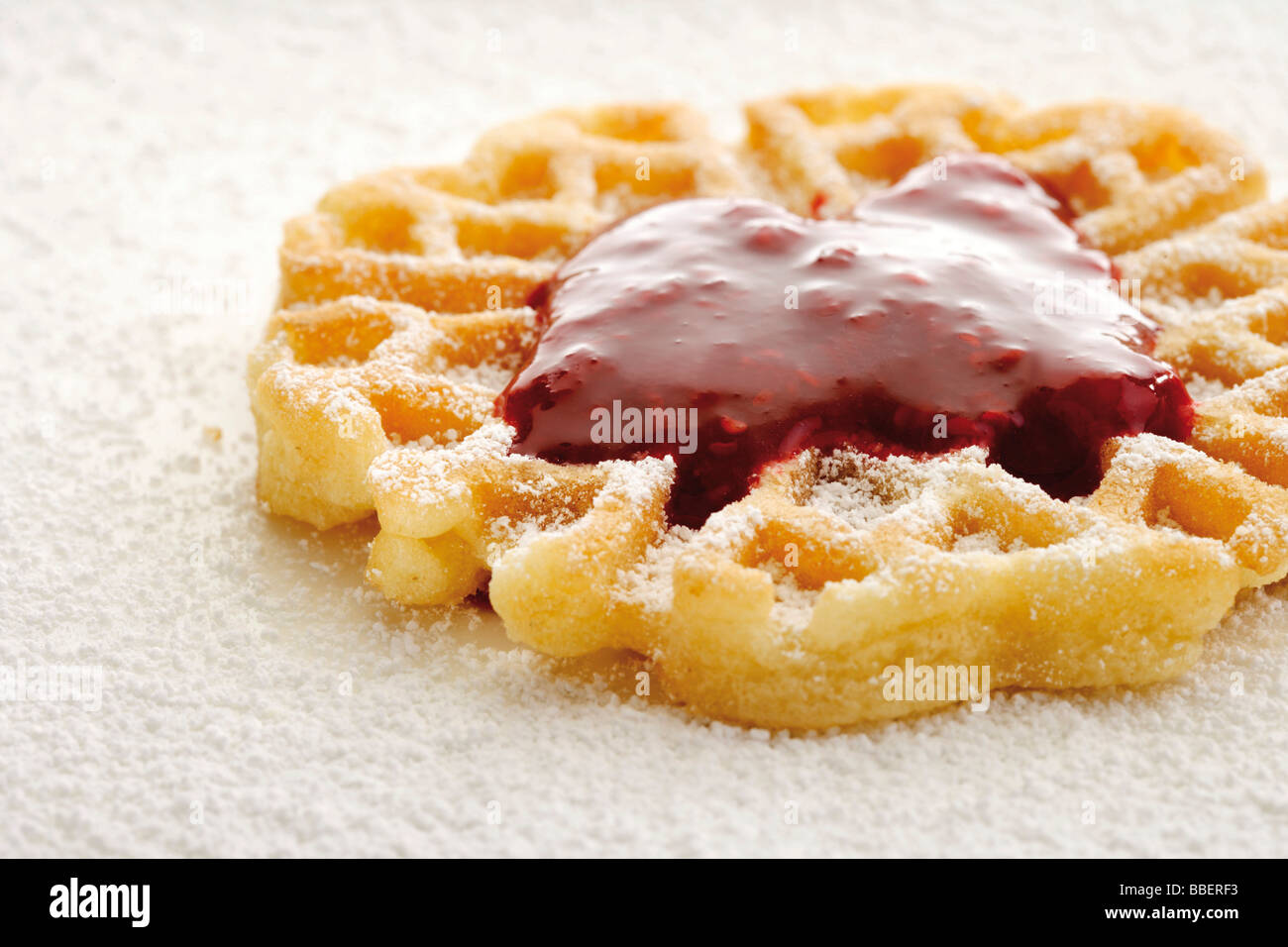Waffle with raspberry Stock Photo - Alamy