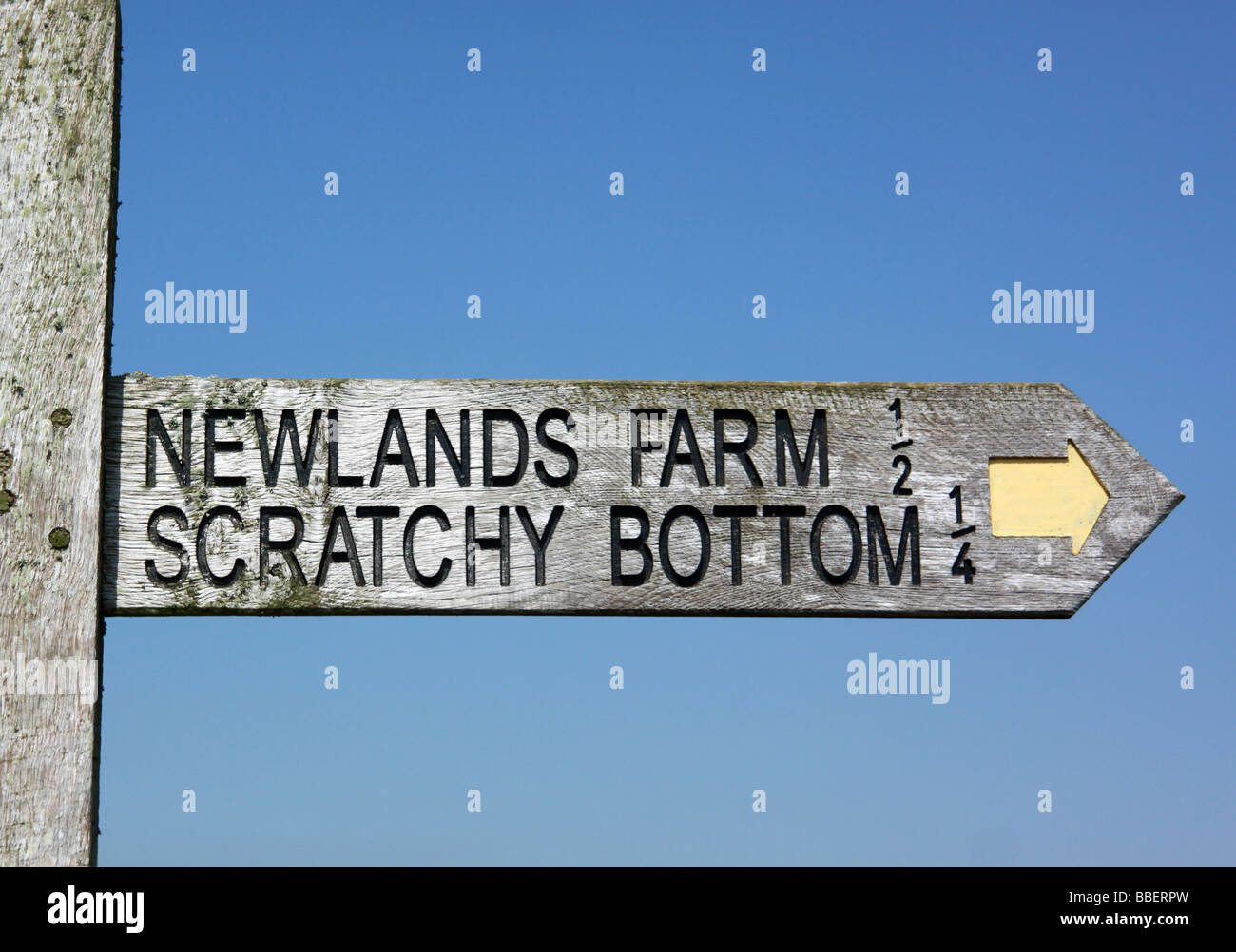 Signs leading to Dorset landmarks on the Purbeck Hills Stock Photo - Alamy