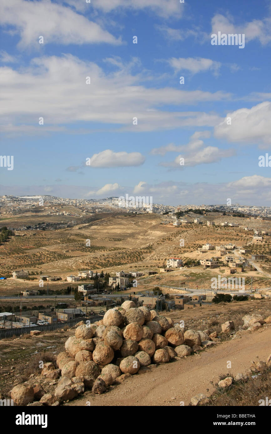 Judea ballista stones at the Herodion Stock Photo - Alamy