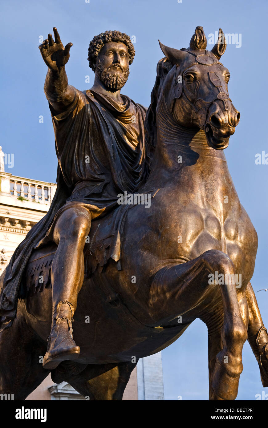Bronze equestrian statue of Emperor Marcus Aurelius in the Campidoglio ...