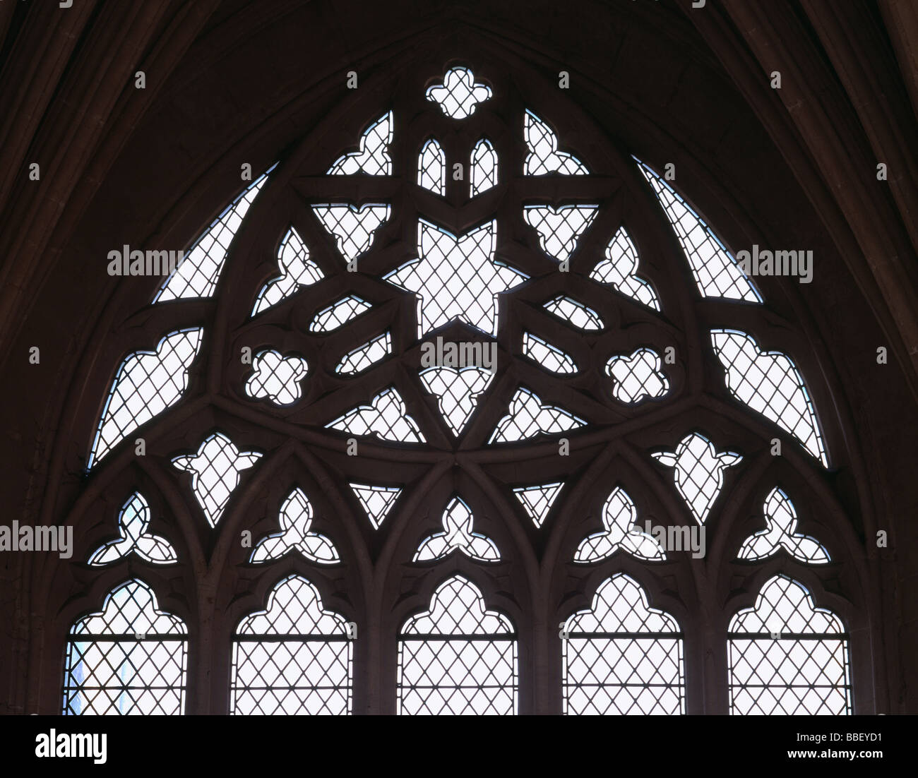 Exeter Cathedral, Nave Window Tracery Stock Photo - Alamy