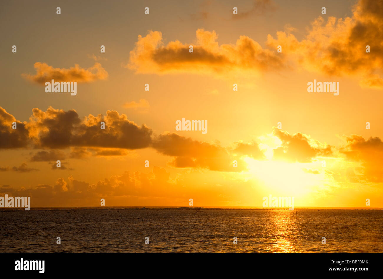 Sunset over South Pacific Ocean Rarotonga Cook Islands Polynesia Stock ...