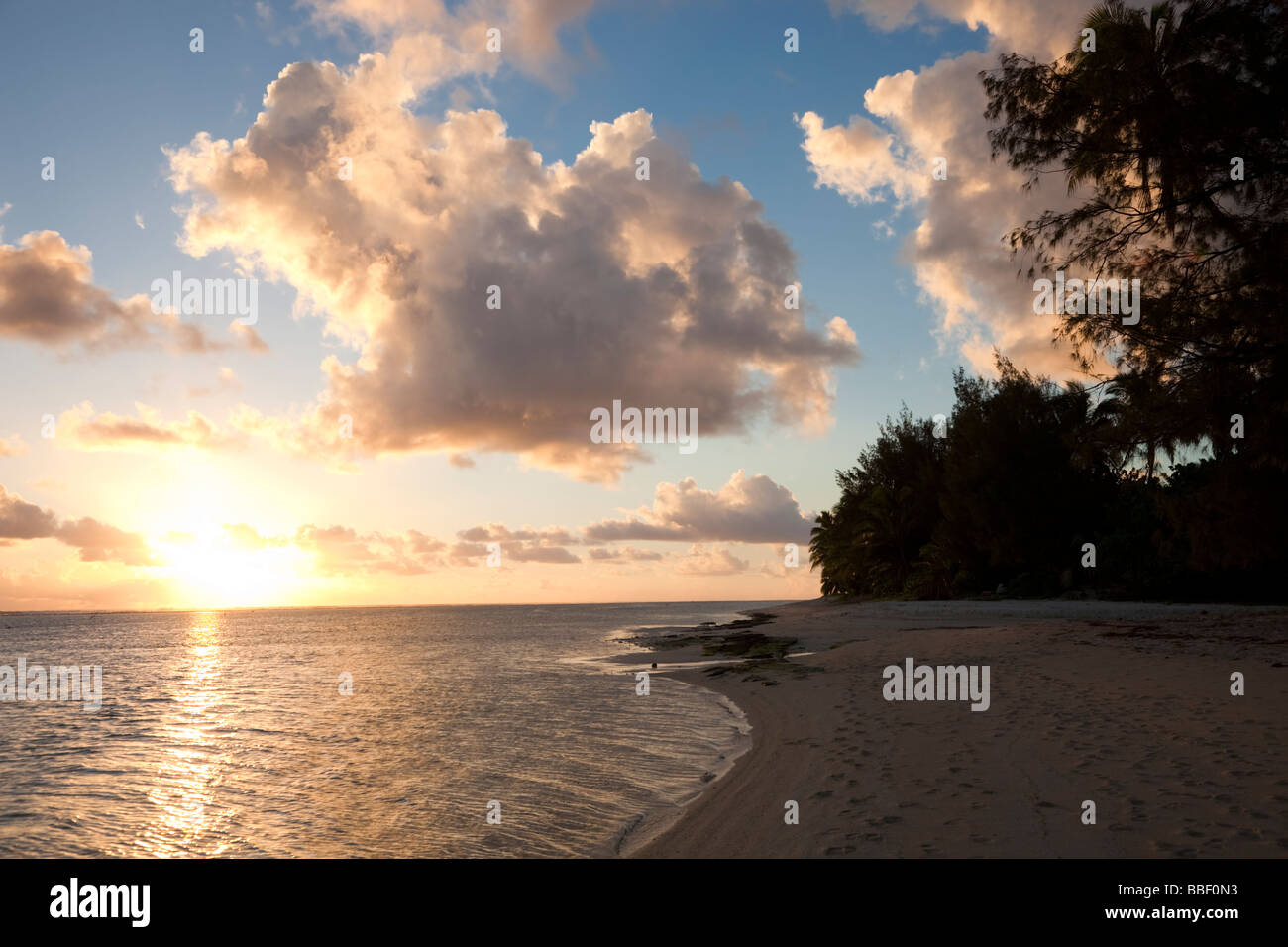 Sunset on Beach of a Tropical Island Rarotonga Cook Islands Polynesia ...