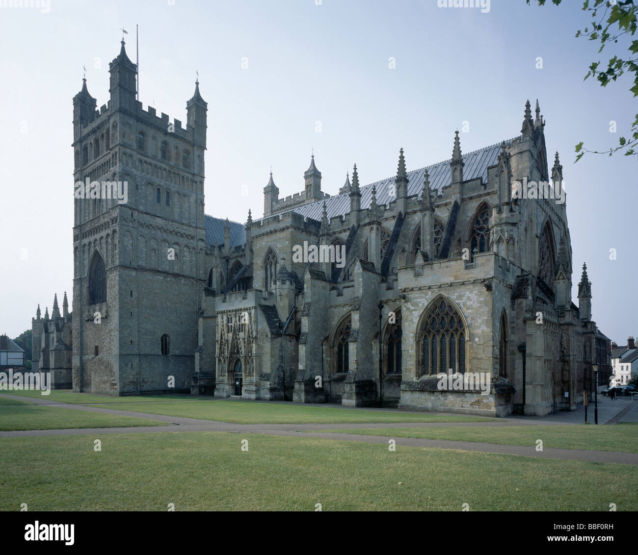 Exeter Cathedral West & North Fronts Stock Photo - Alamy