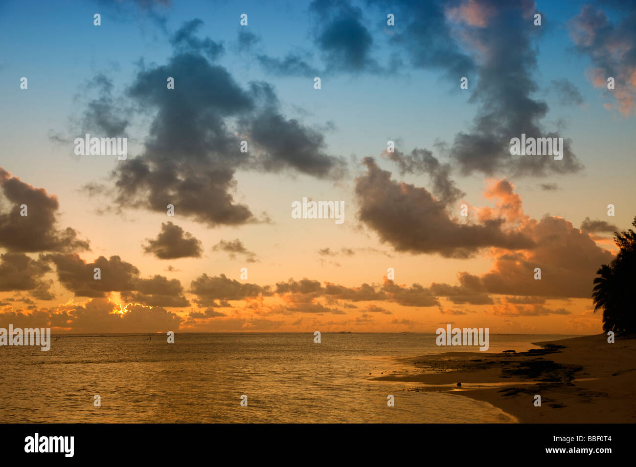 Cloudscape over Ocean and Island at Sunset Rarotonga Cook Islands ...