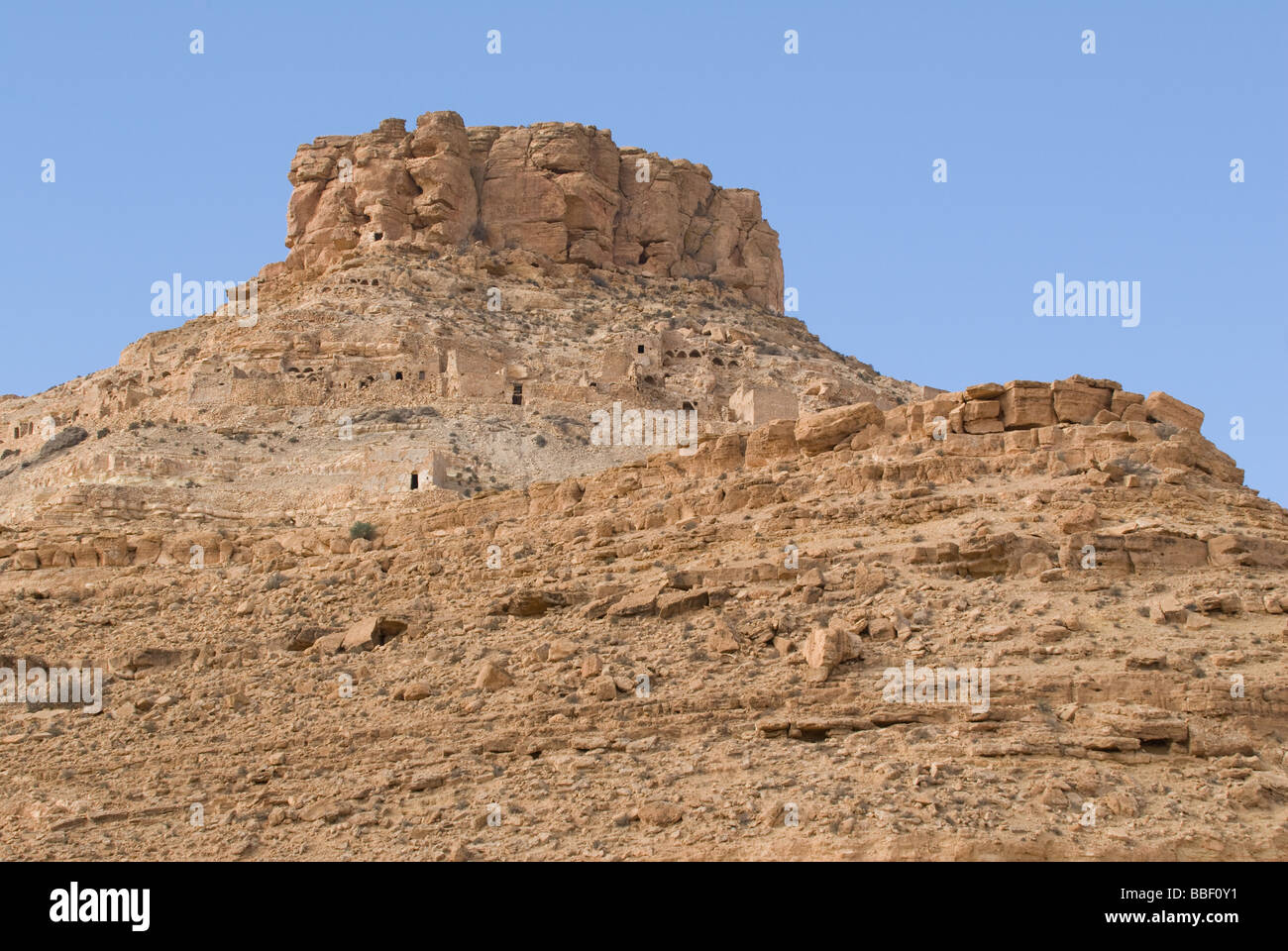 Guermessa ancient Berber hill top village Ksour district Tunisia Stock ...