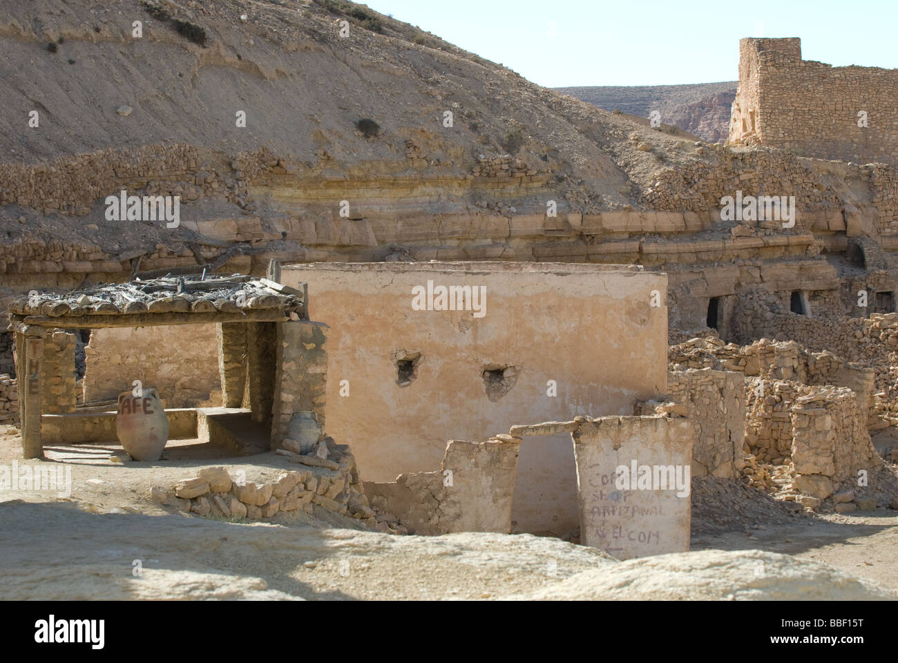 Guermessa ancient Berber hill top village Ksour district Tunisia Stock ...