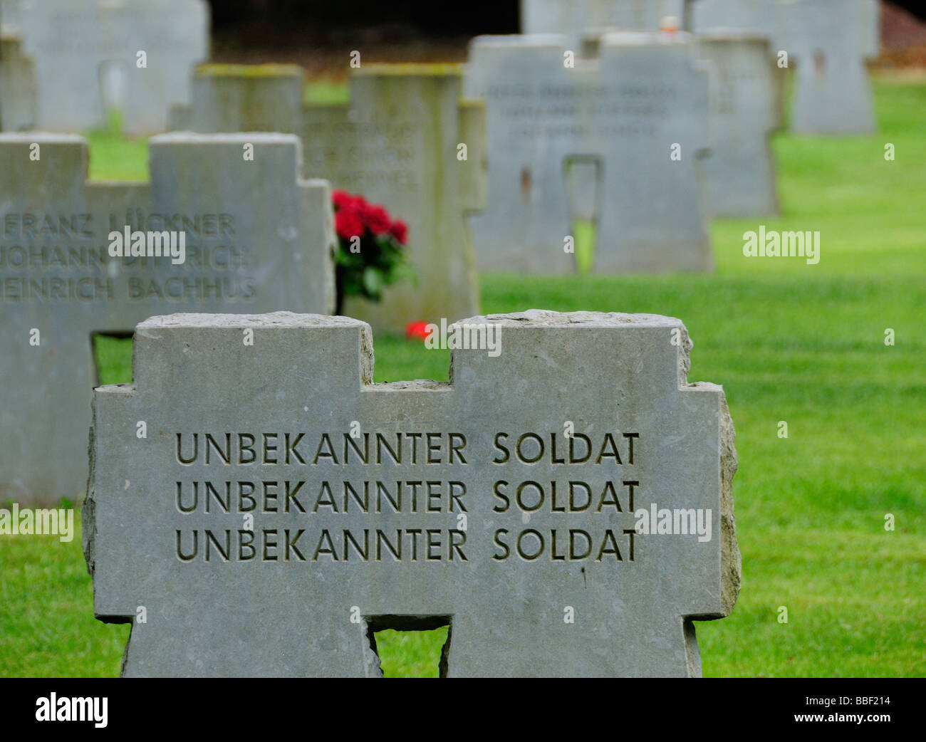 Graves of unkown German soldiers, war cemetery, Huertgen Forest ...